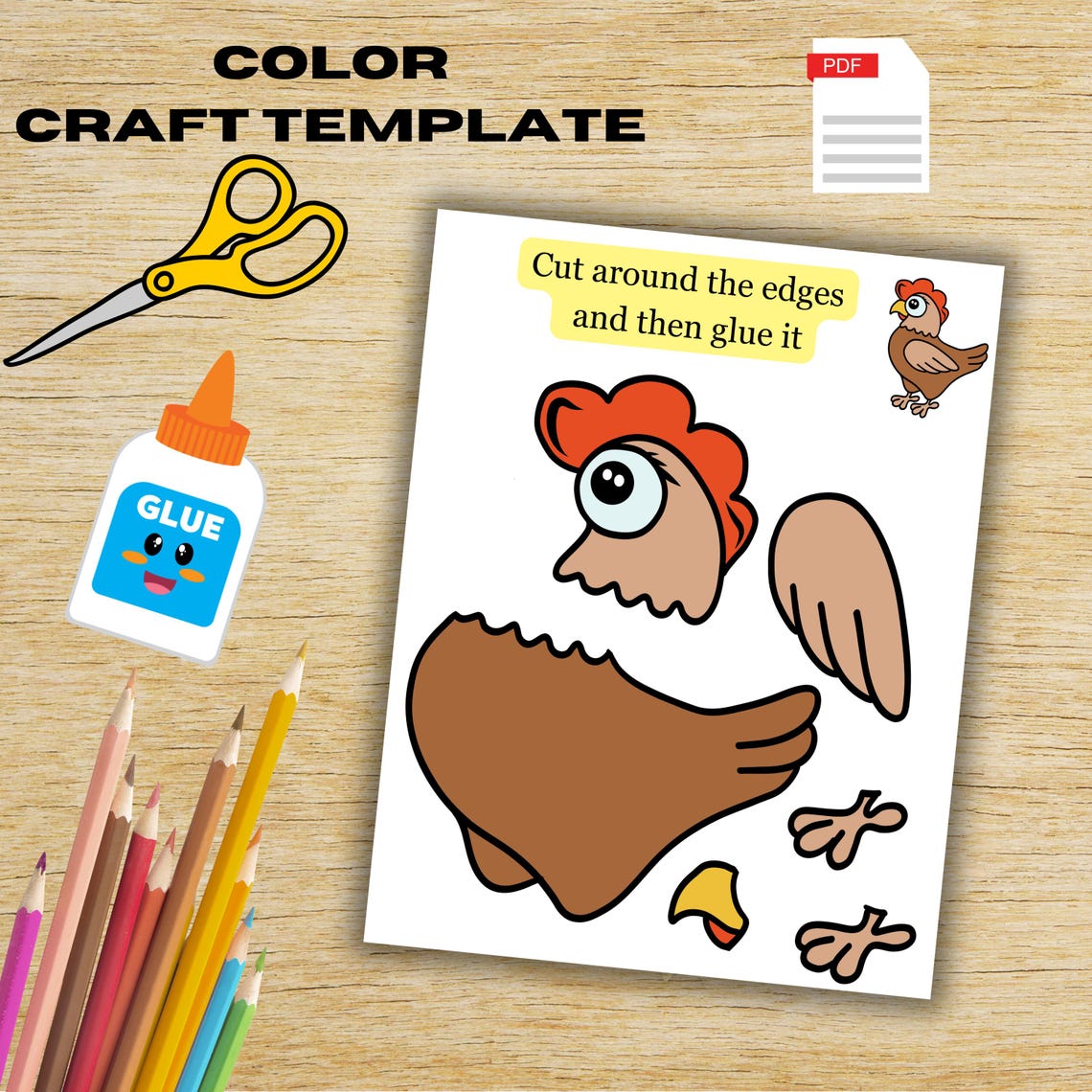 Hen Craft Printable | Fun Cut-and-paste Activity for Kids | PDF Digital ...