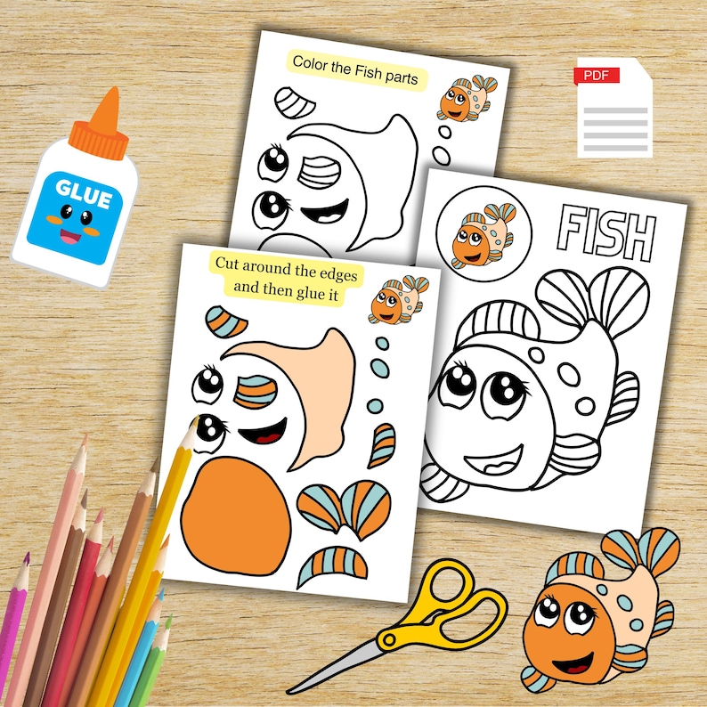 Fish Craft Template | Pet Animal Craft | Fall Activities | Color, Cut ...