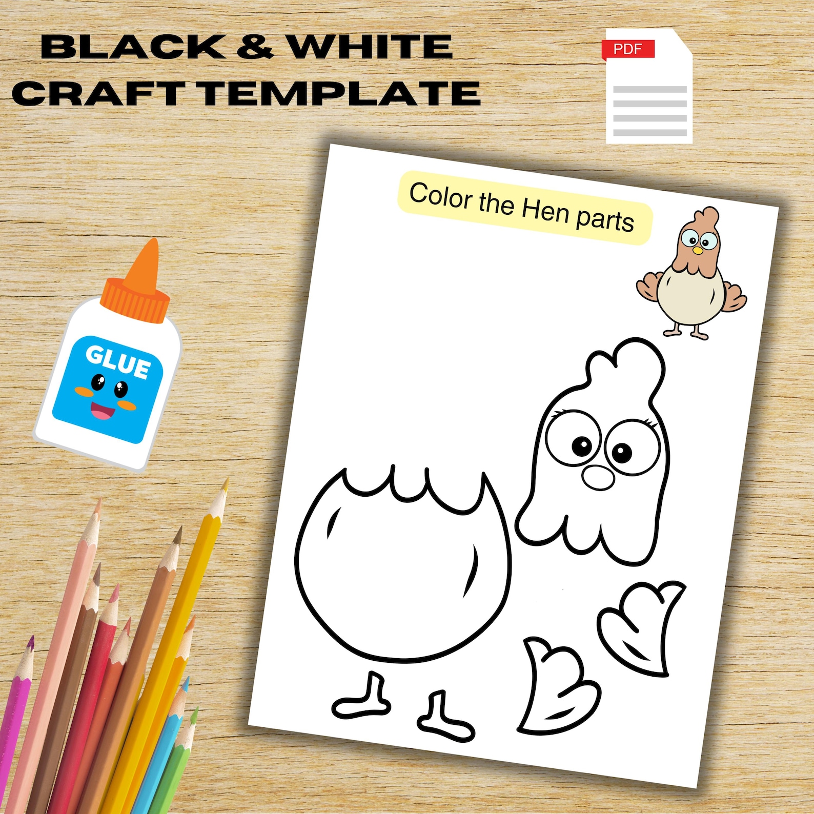 Printable Hen Craft Template | Pet Animal Craft | Fall Activities ...