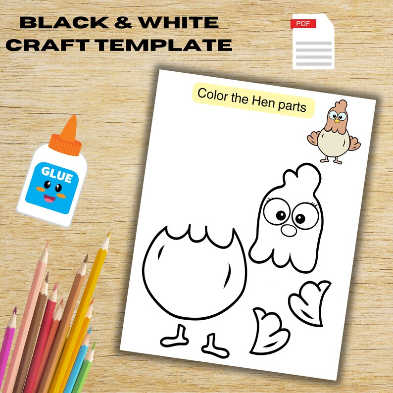 Printable Hen Craft Template | Pet Animal Craft | Fall Activities ...