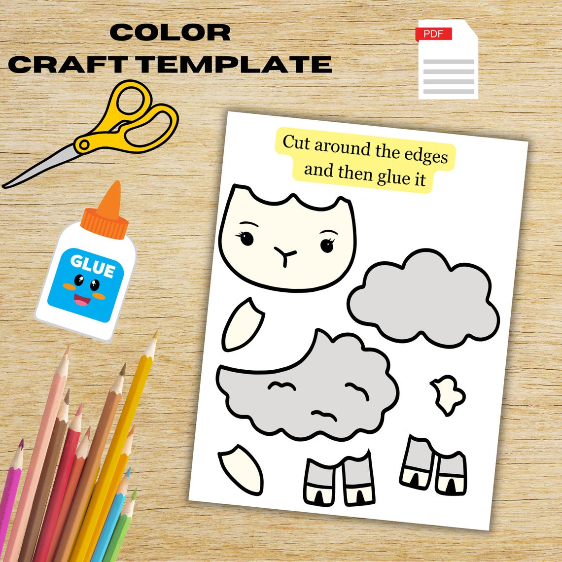Sheep Craft Printable | Cut and Paste Activity for Kids | Farm Animal ...