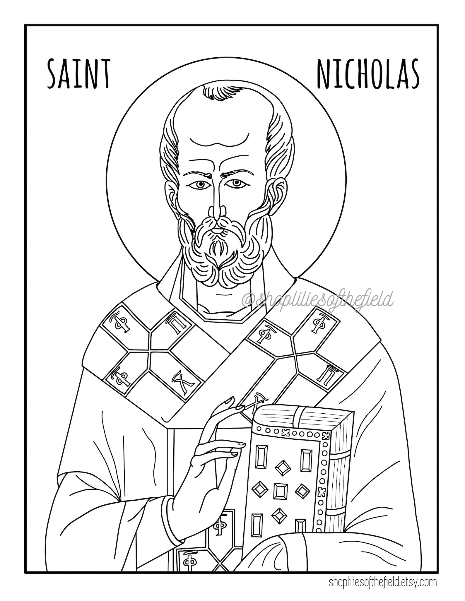 St. Nicholas Icon Coloring Page - Etsy