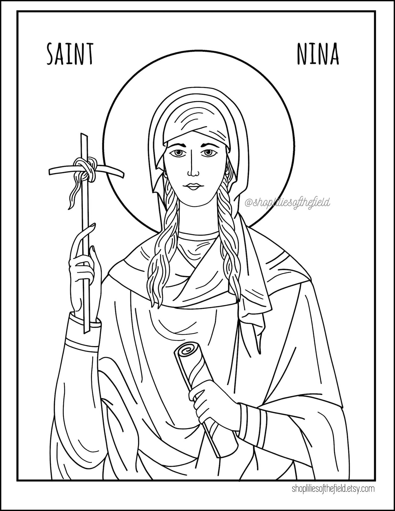 St. Nina Icon Coloring Page - Etsy
