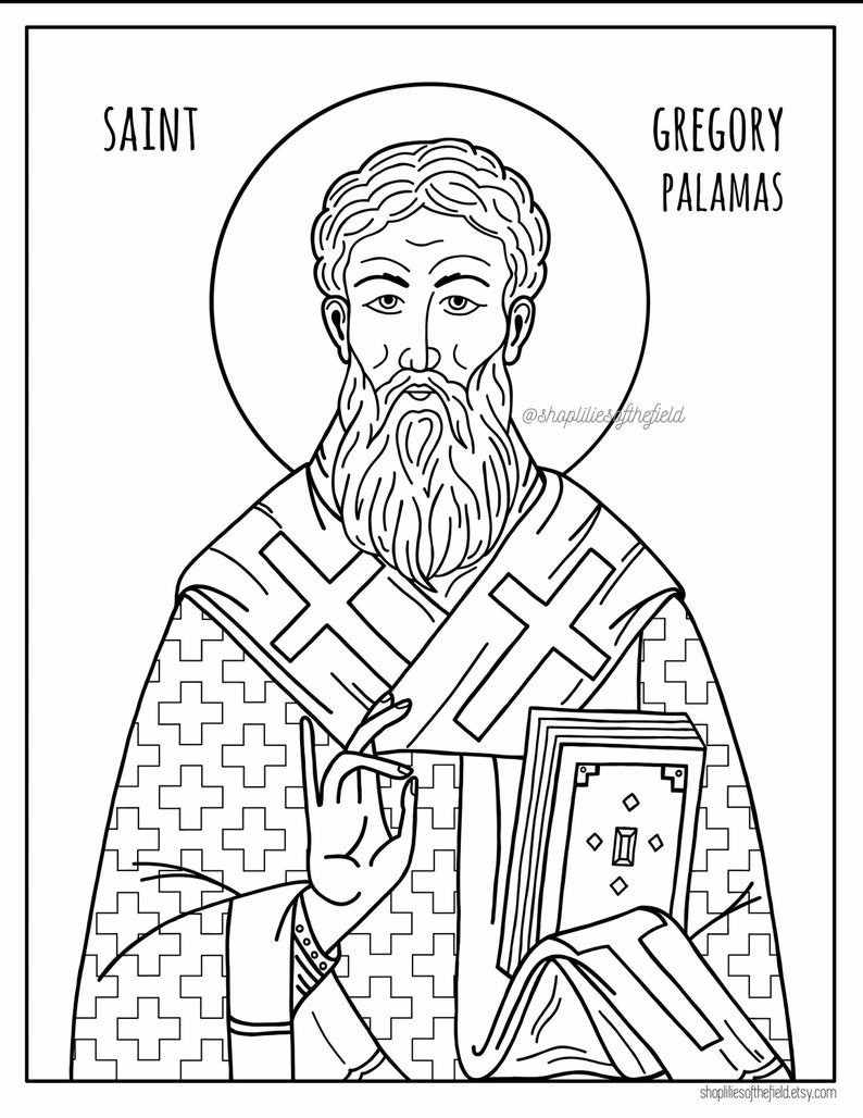 St. Gregory Palamas Icon Coloring Page - Etsy