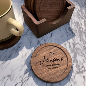 Personalized Coaster Set, Coaster Set With Holder, Wedding Gift, Bridal ...