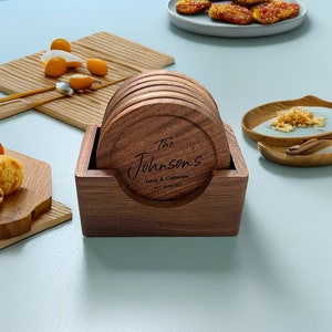 Personalized Coaster Set, Coaster Set With Holder, Wedding Gift, Bridal ...