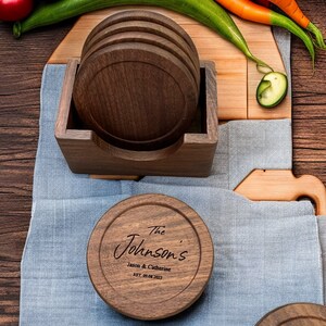 Personalized Coaster Set, Coaster Set With Holder, Wedding Gift, Bridal ...