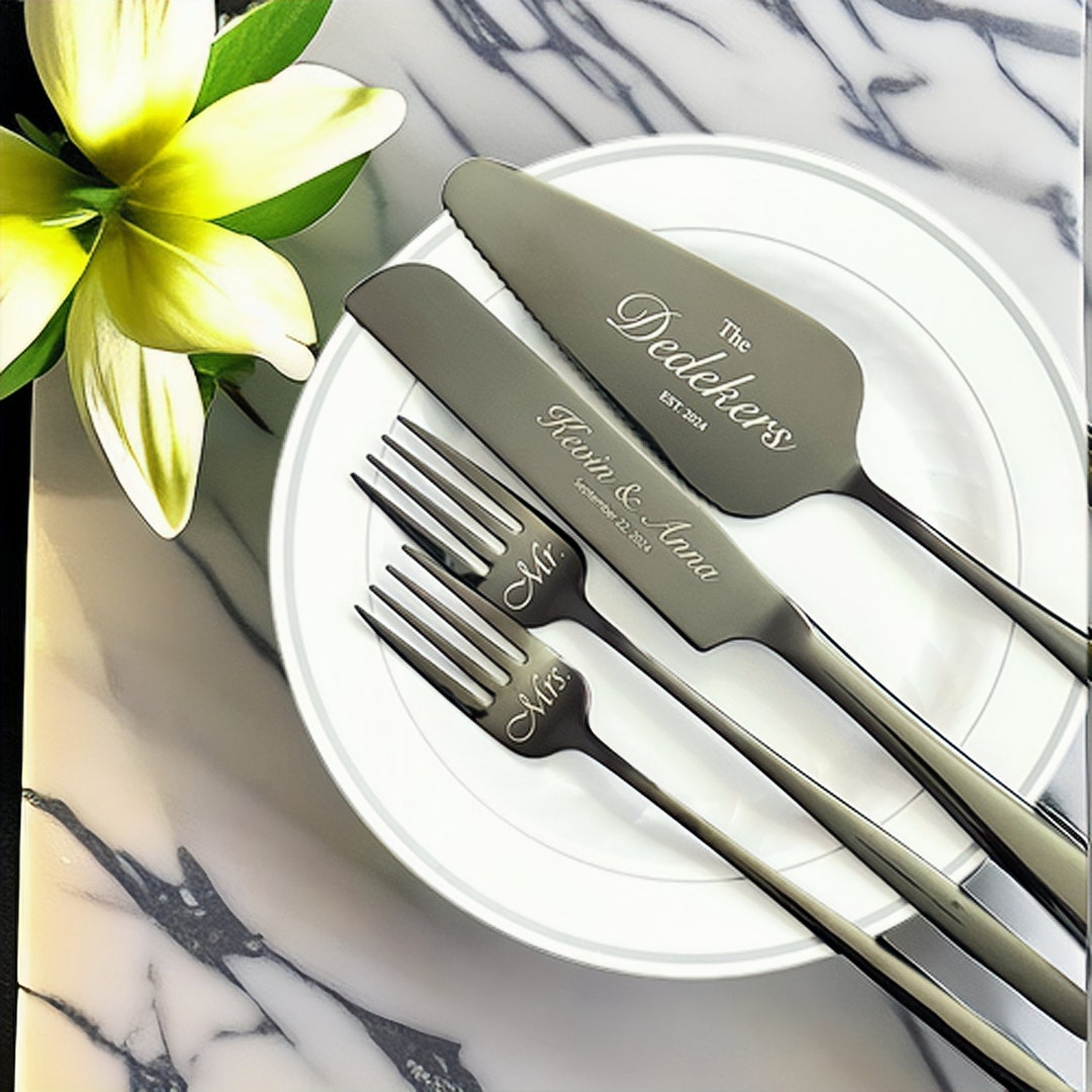 Personalized Wedding Cake Cutting Set. Engraved Cake Cutter Serving Set ...
