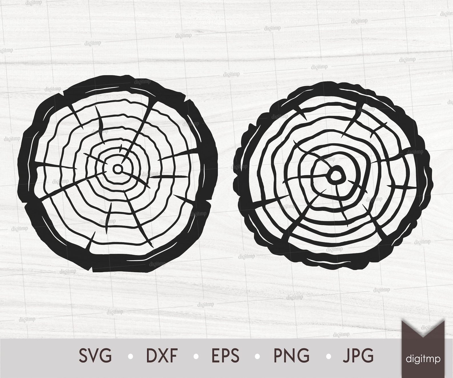 Wood Slices, Tree Trunk Stump Twinni Laser Cut Template: Nature Scene ...