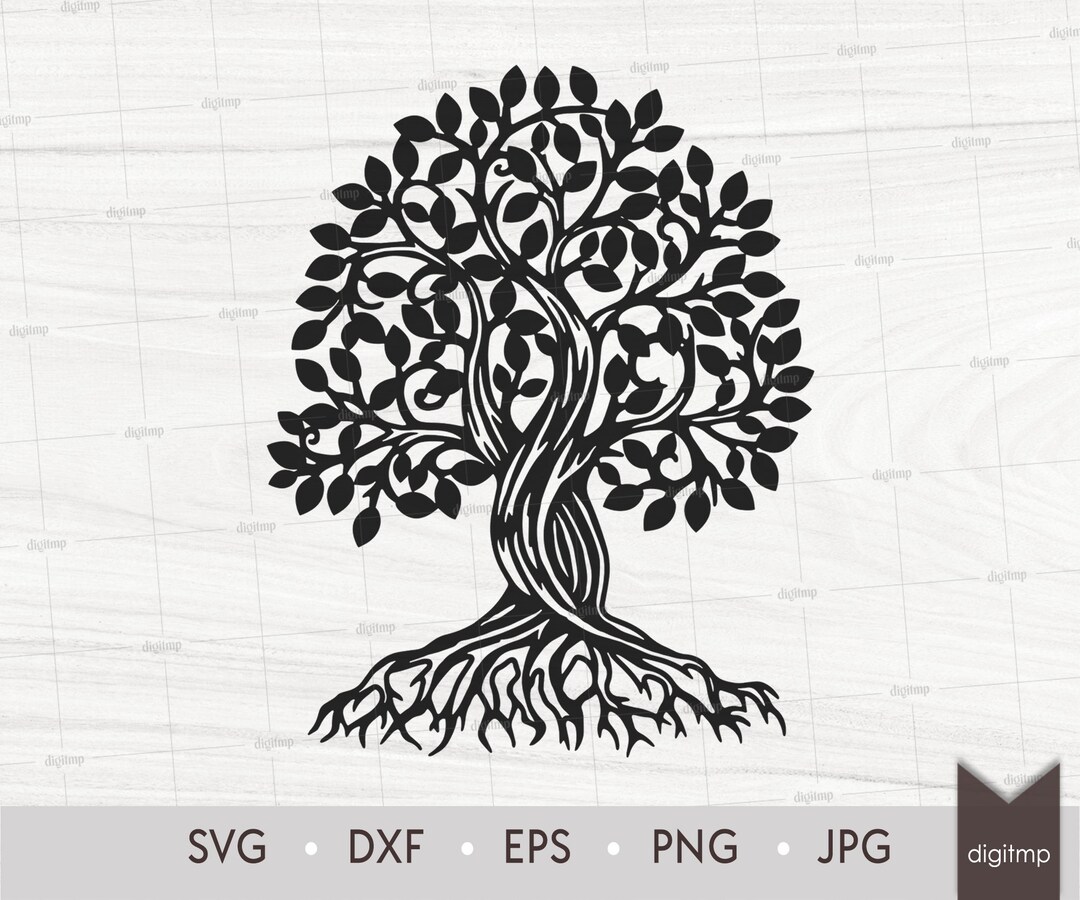 Old Oak Tree With Leaves. Laser Cut Template. Tree of Life Trees. SVG ...