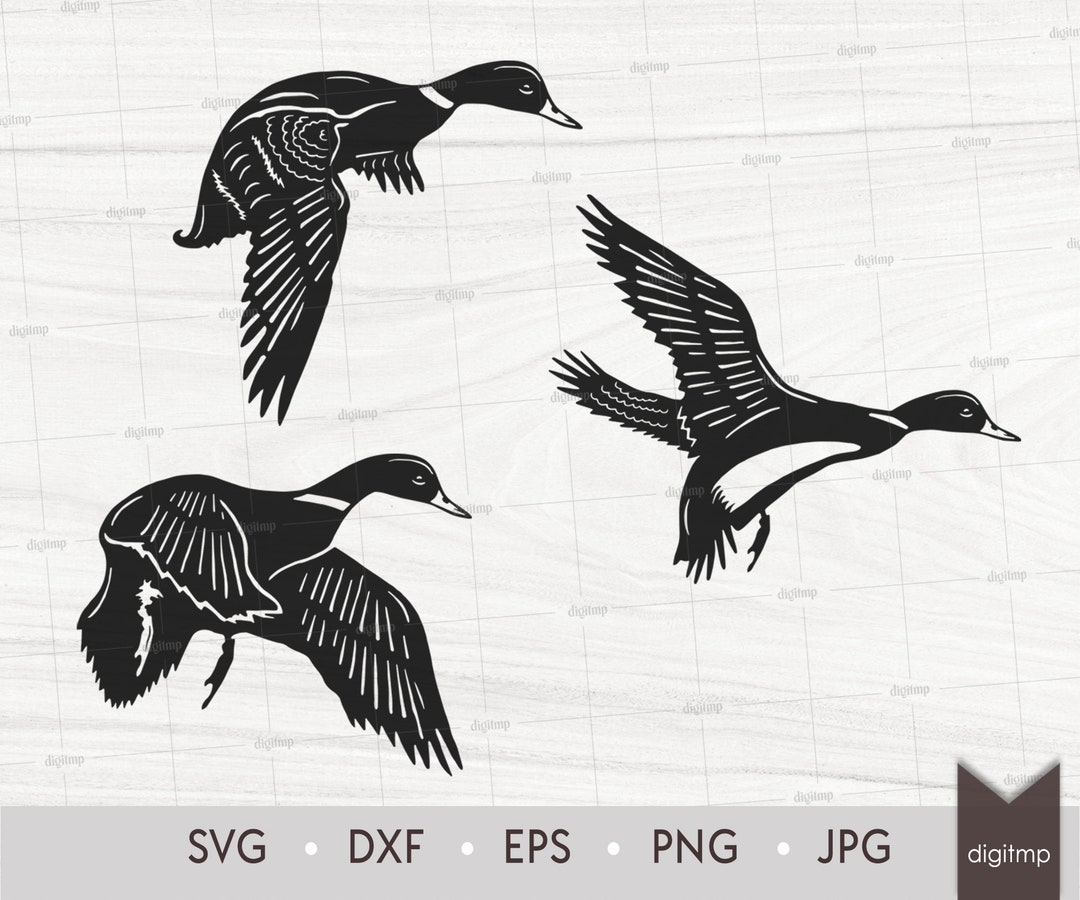 Flying Ducks Birds in Nature Clipart Set. Laser Cut Template. Wildlife ...