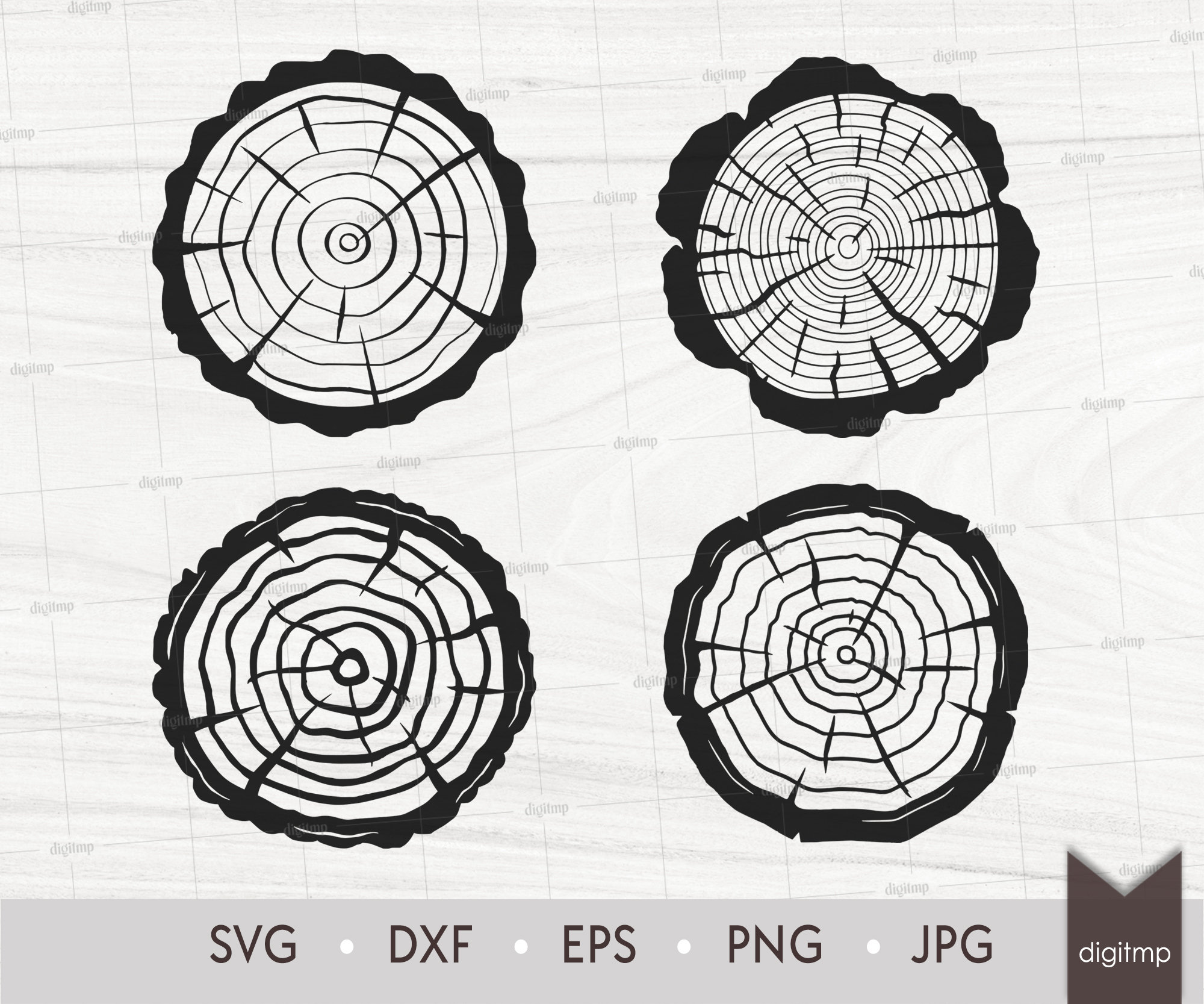 Wood Slices Set. Tree Trunk Stump Thirty. Wood Log Slices. Laser Cut ...