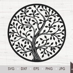 Curved Round Tree With Leaves and Roots Border Eighti. Laser Cut ...