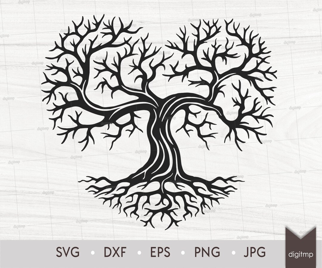 Branched Heart Tree With Roots Without Leaves. Tree Wall Hanging. Laser ...