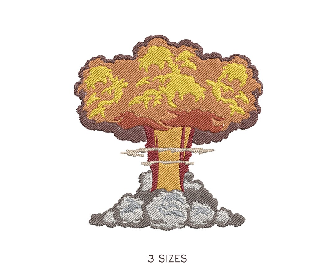 Explosion Nuclear Bomb With Dust Clouds and Fire Embroidery Design ...
