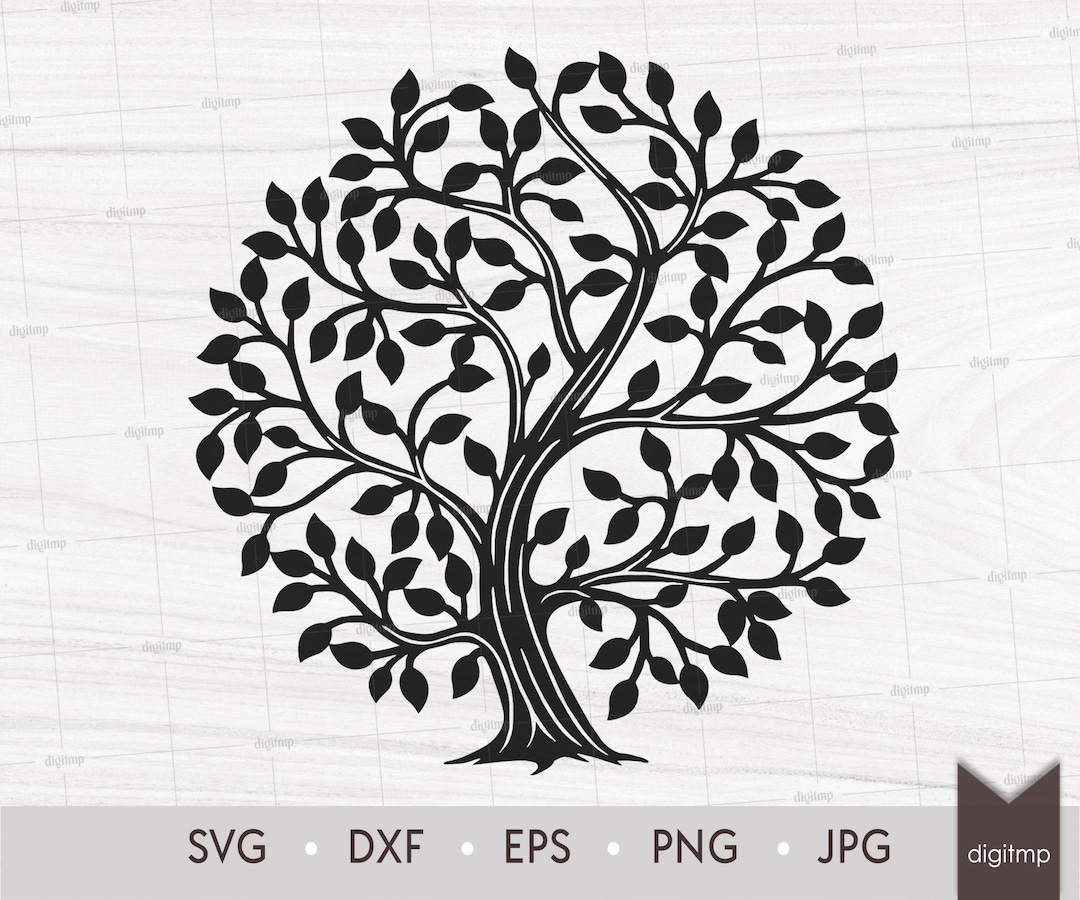 Curved Round Tree With Leaves and Roots Sevanti. Laser Cut Template ...