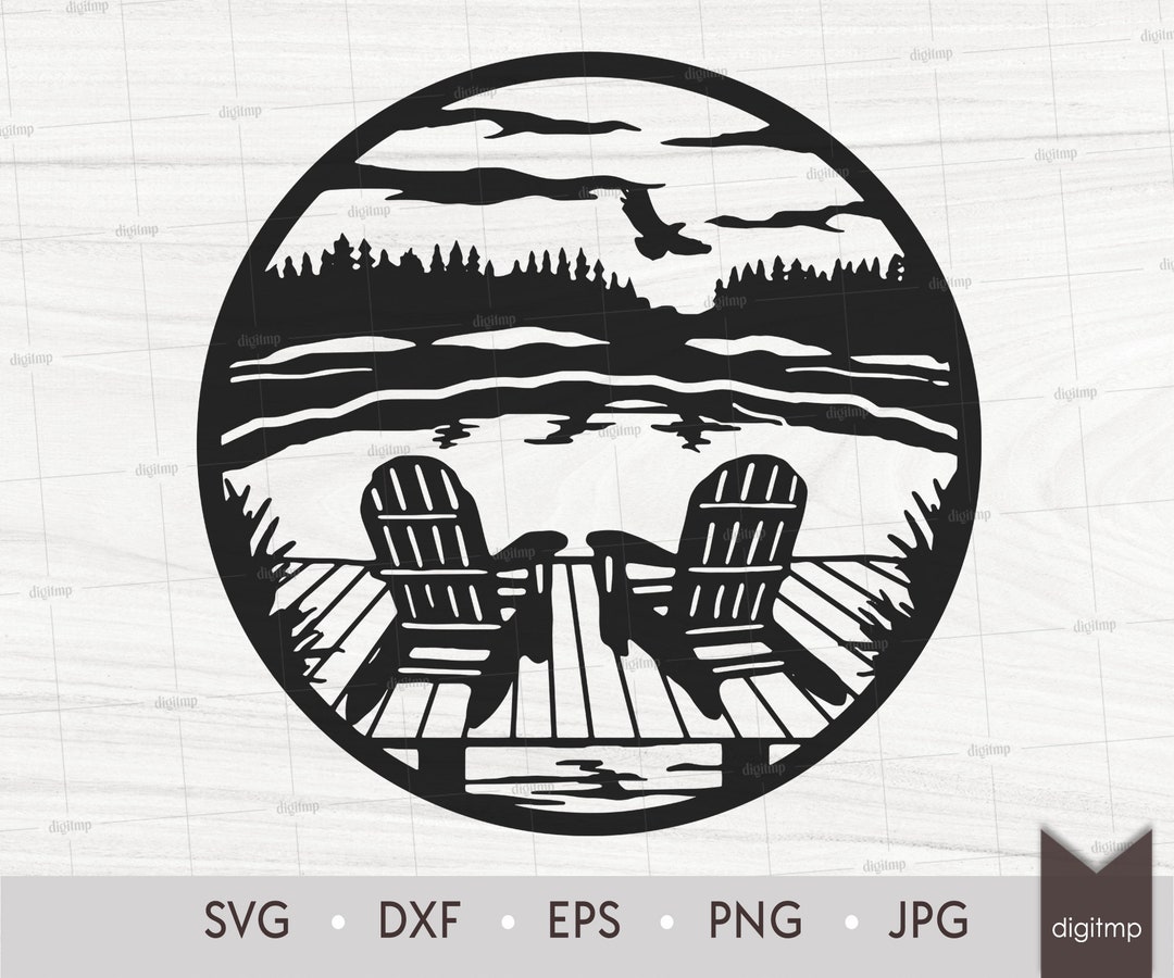 Chairs Dock on Forest Lake Twinni Laser Cut Template: Lifestyle Scene ...