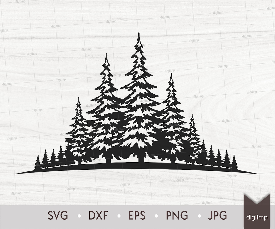 Evergreen Fir Trees Laser Cut Template: Nature Scene (SVG, DXF, Clipart ...