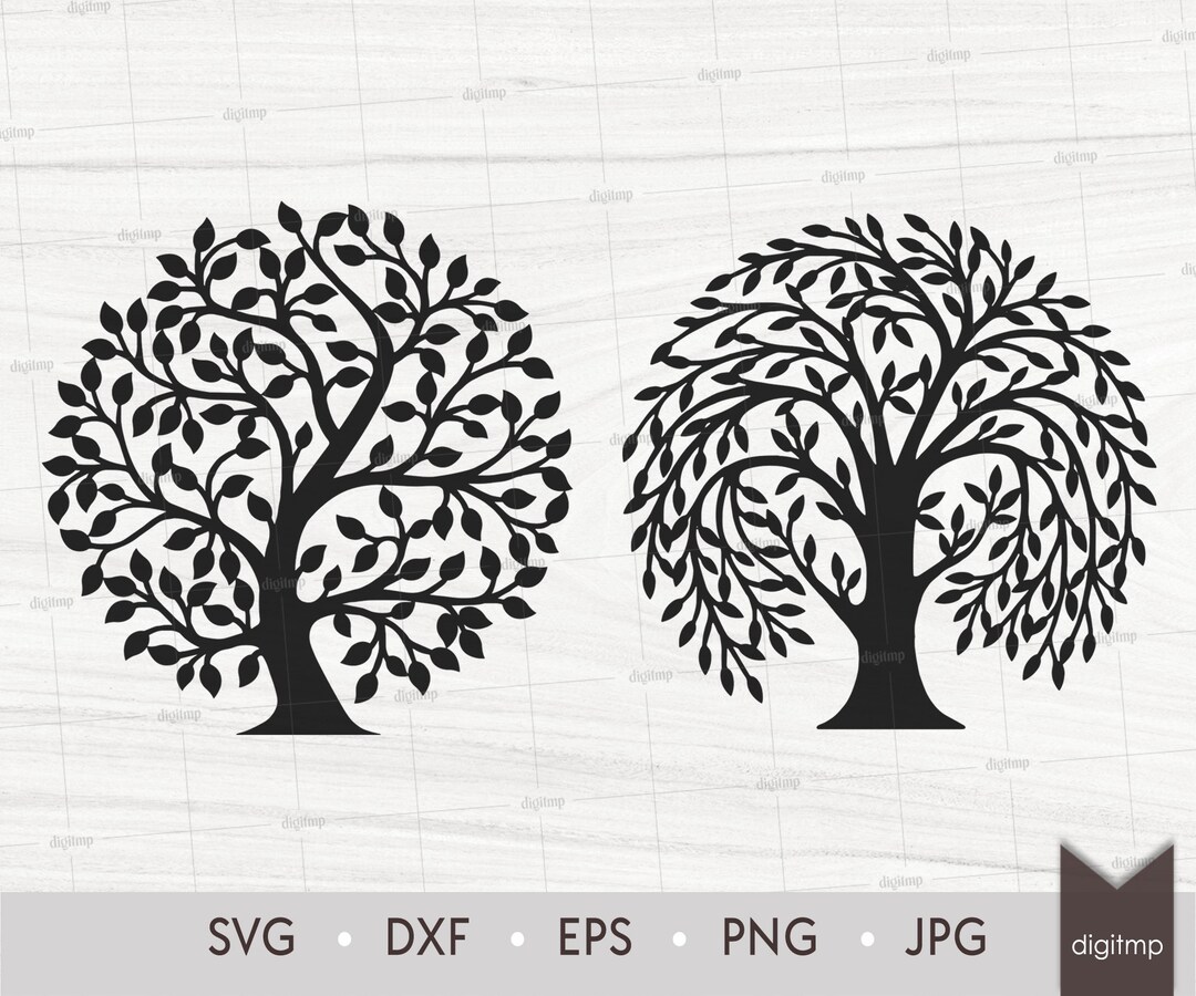 Round Leafy Trees. Tree With Leaves. Tree Wall Hanging Eleventi. Laser ...