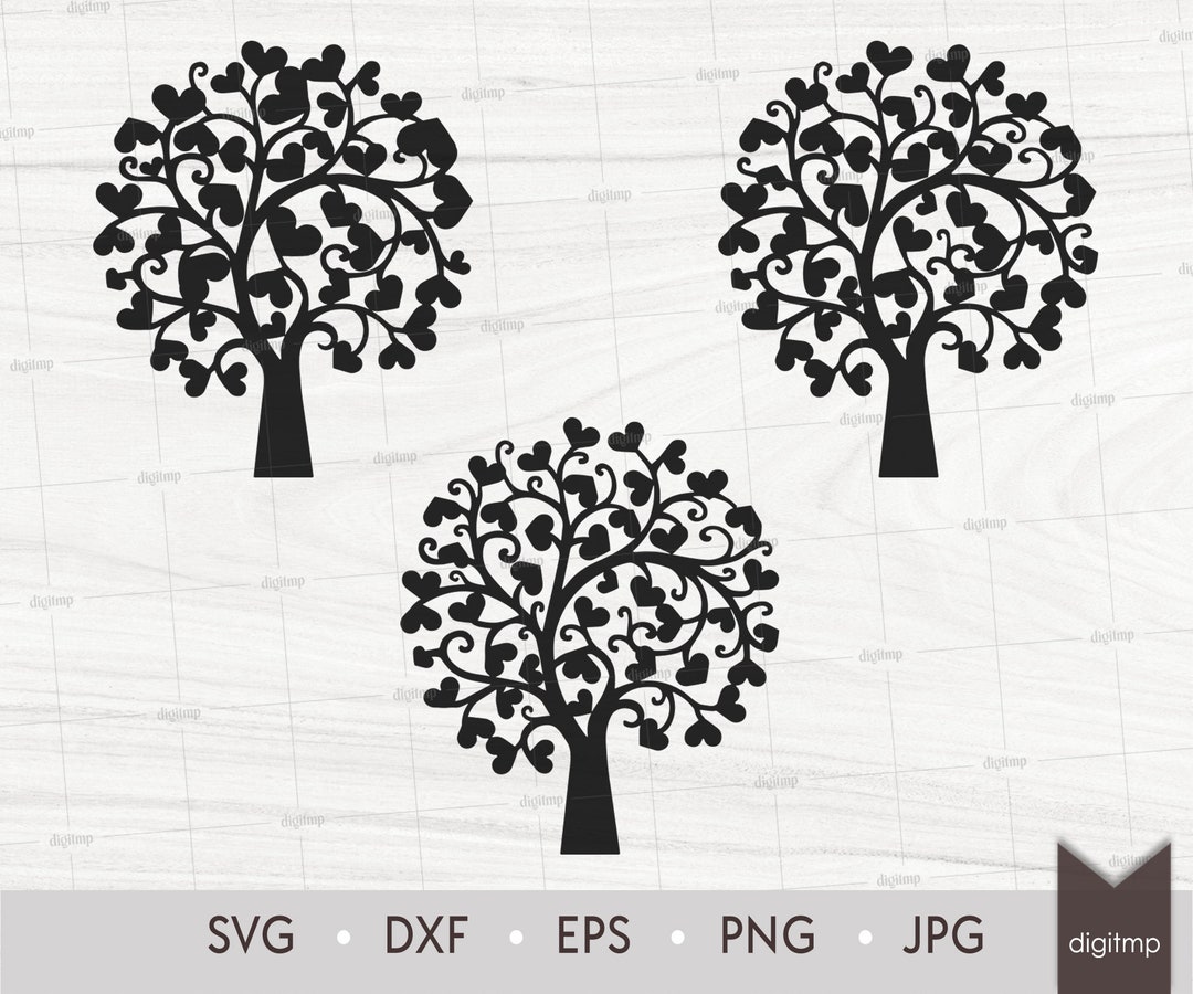 Heart Round Trees. Tree Wall Hanging. Tree Poster. Laser Cut Template ...