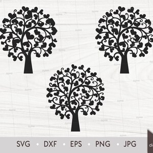 Heart Round Trees. Tree Wall Hanging. Tree Poster. Laser Cut Template ...