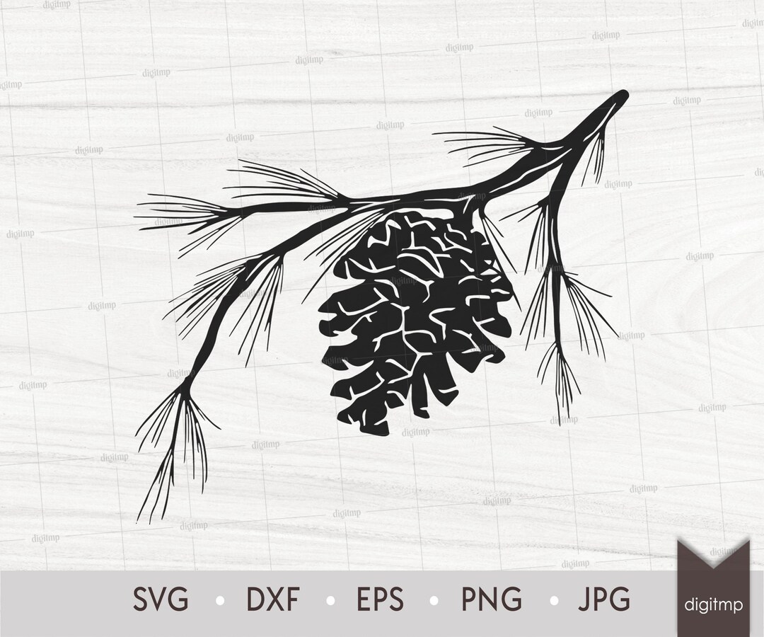 Pine Cone on Tree Branch Scene. Laser Cut Template. Nature Scene. SVG ...