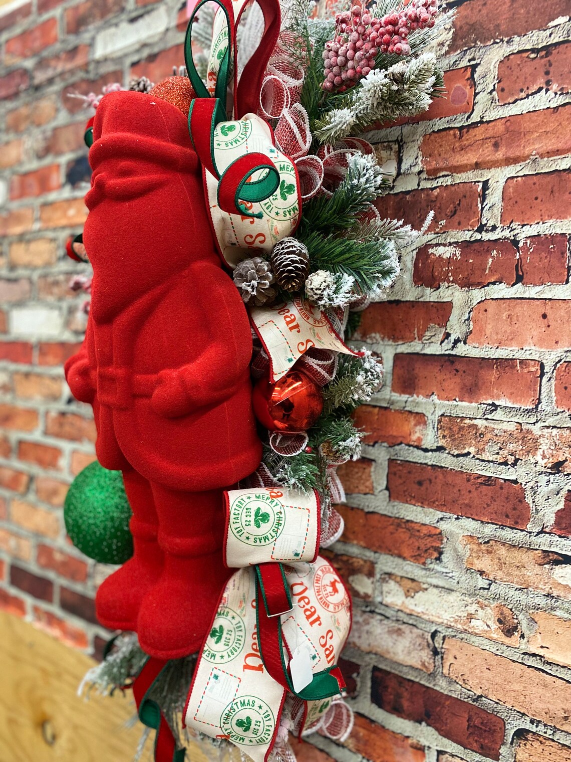 Christmas Swag, Door Swag, Santa Wreath, Santa Swag, Christmas Decor ...