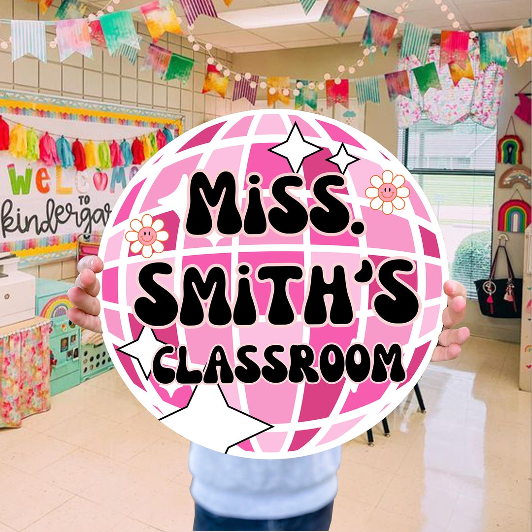 Disco Classroom Door Sign, Teacher Name Door Hanger, 2024 Back to ...