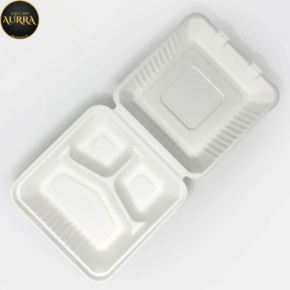 Eco-friendly 9x9x3 Compostable Clamshell Takeout Containers Premium 3 ...