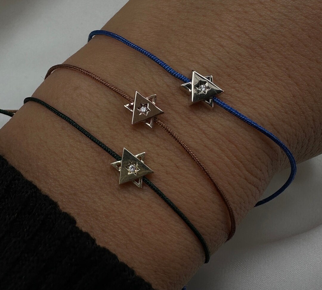 Star of David (size 8 Mm) Solid 14K Gold With Diamond - 0.8 Mm Thick ...