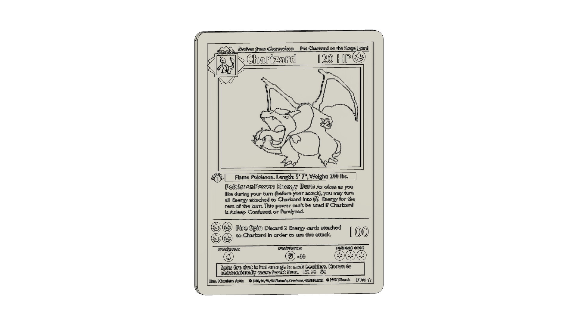 3d Charizard Pokemon Card STL File *DIGITAL ITEM* - Etsy