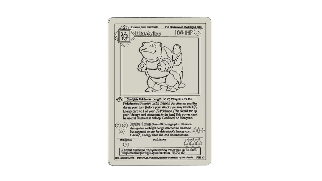 3d Blastoise Pokemon Card STL File *DIGITAL ITEM* - Etsy