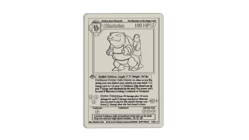 3d Blastoise Pokemon Card STL File *DIGITAL ITEM* - Etsy