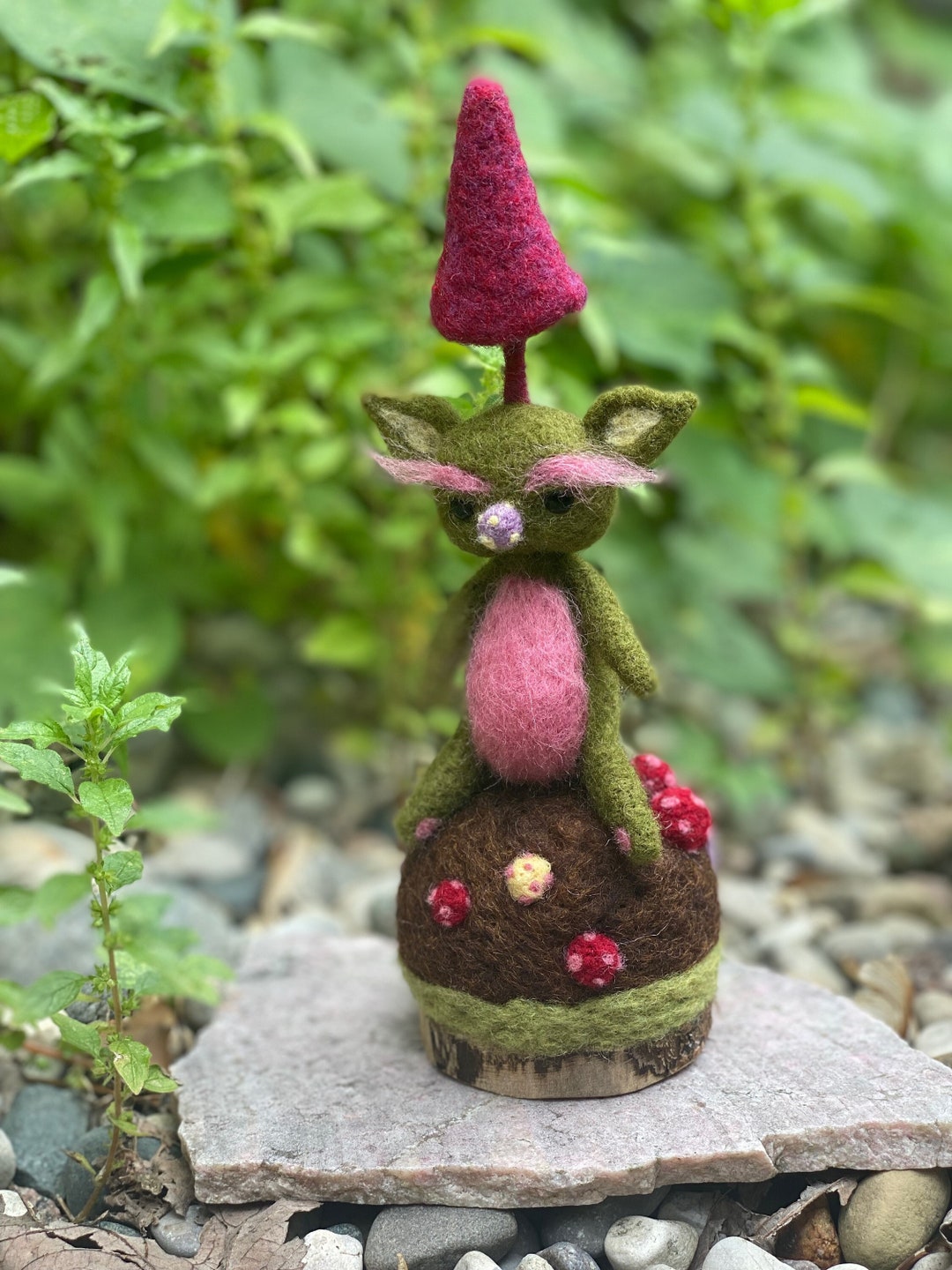 Needle Felted Garden Goblin Figurene Sculpture - Etsy
