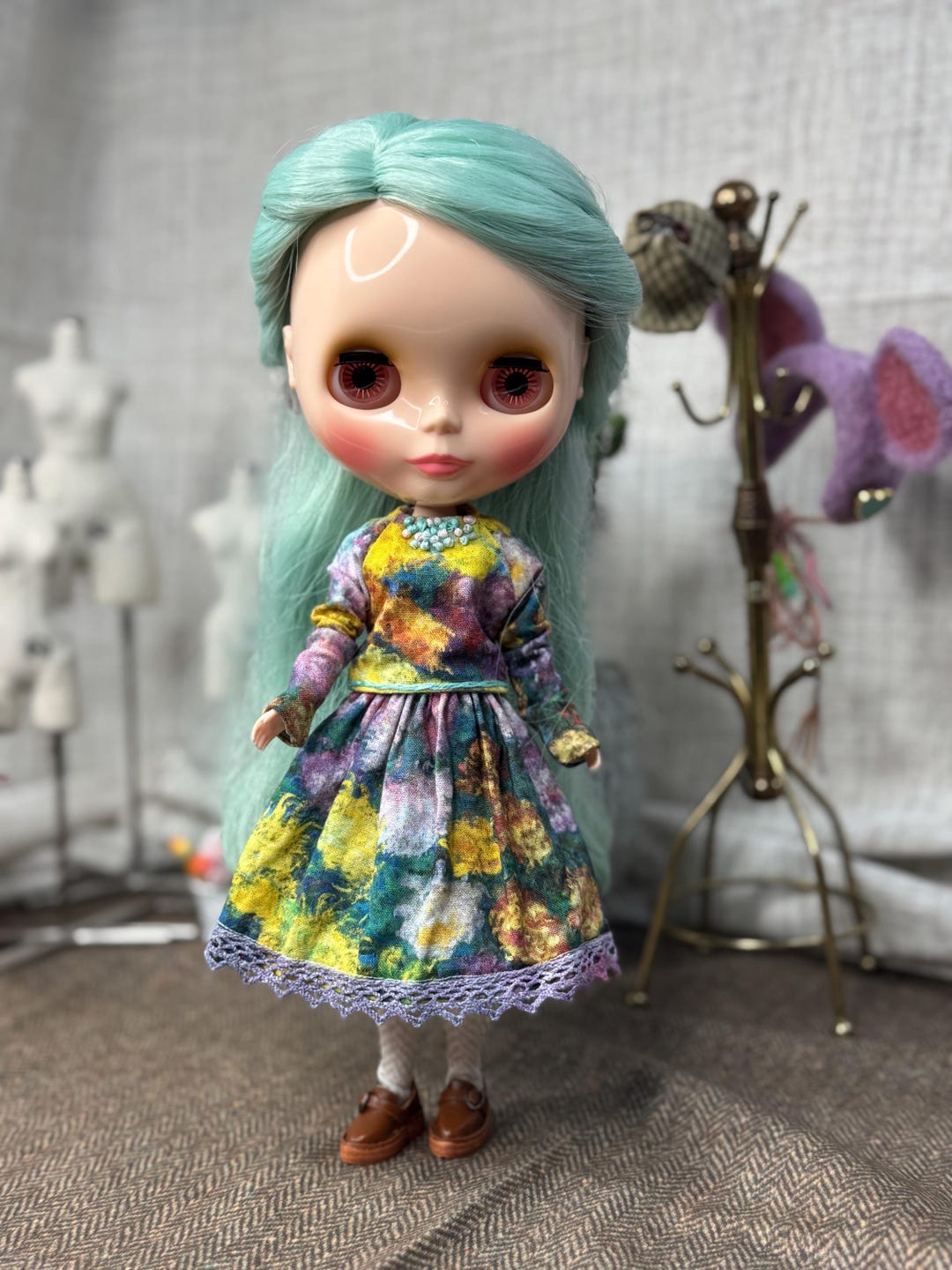 Two Piece Water Color Impressionist Set for Blythe Dolls, Licca, Azone ...