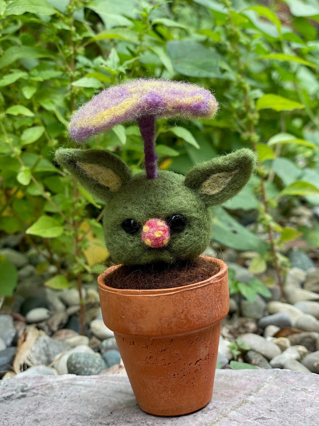 Needle Felted Garden Goblin Sculpture Figurene in A Pot - Etsy