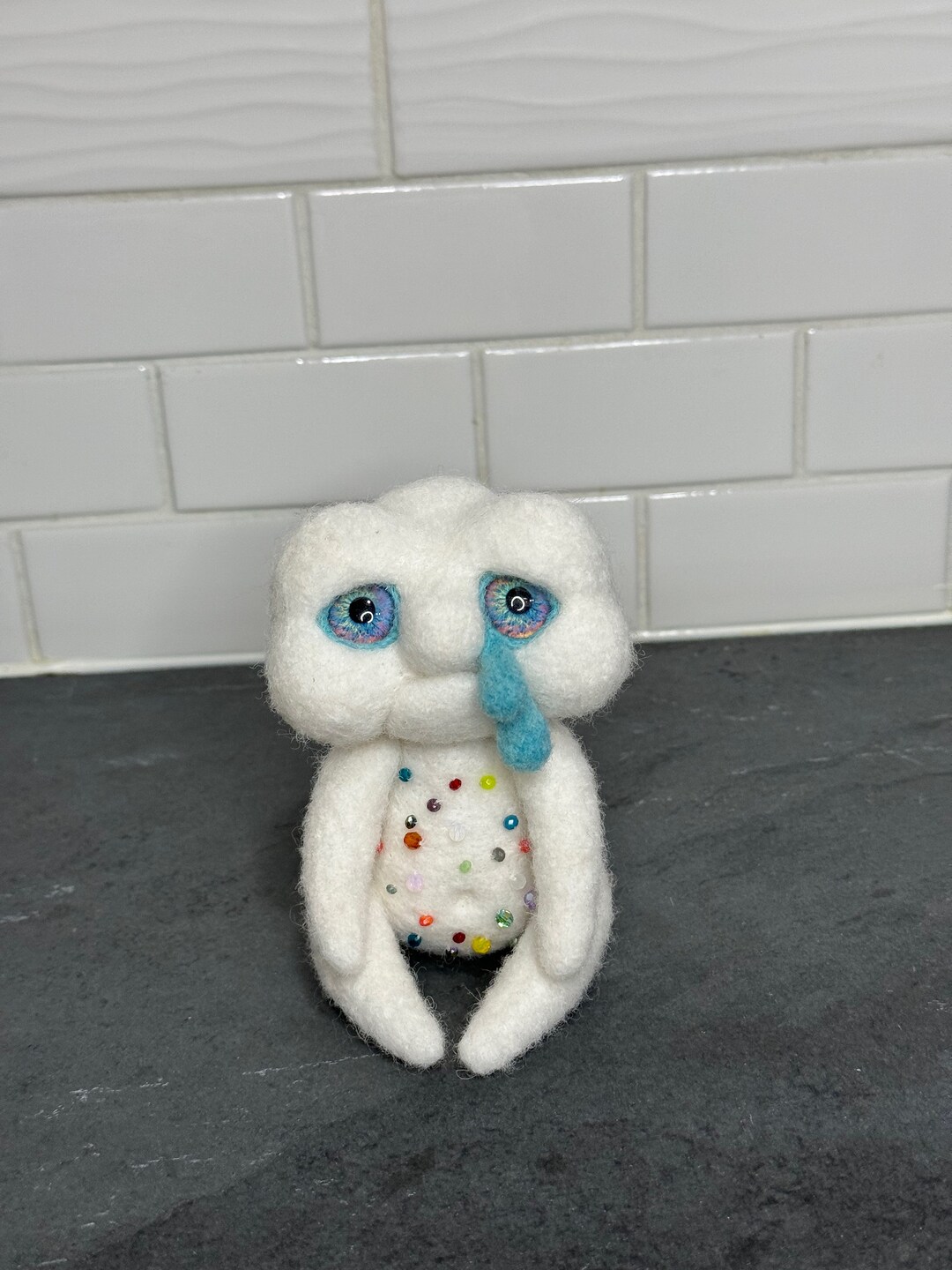 Crying Sad Cloud Needle Felted Art Doll OOAK - Etsy