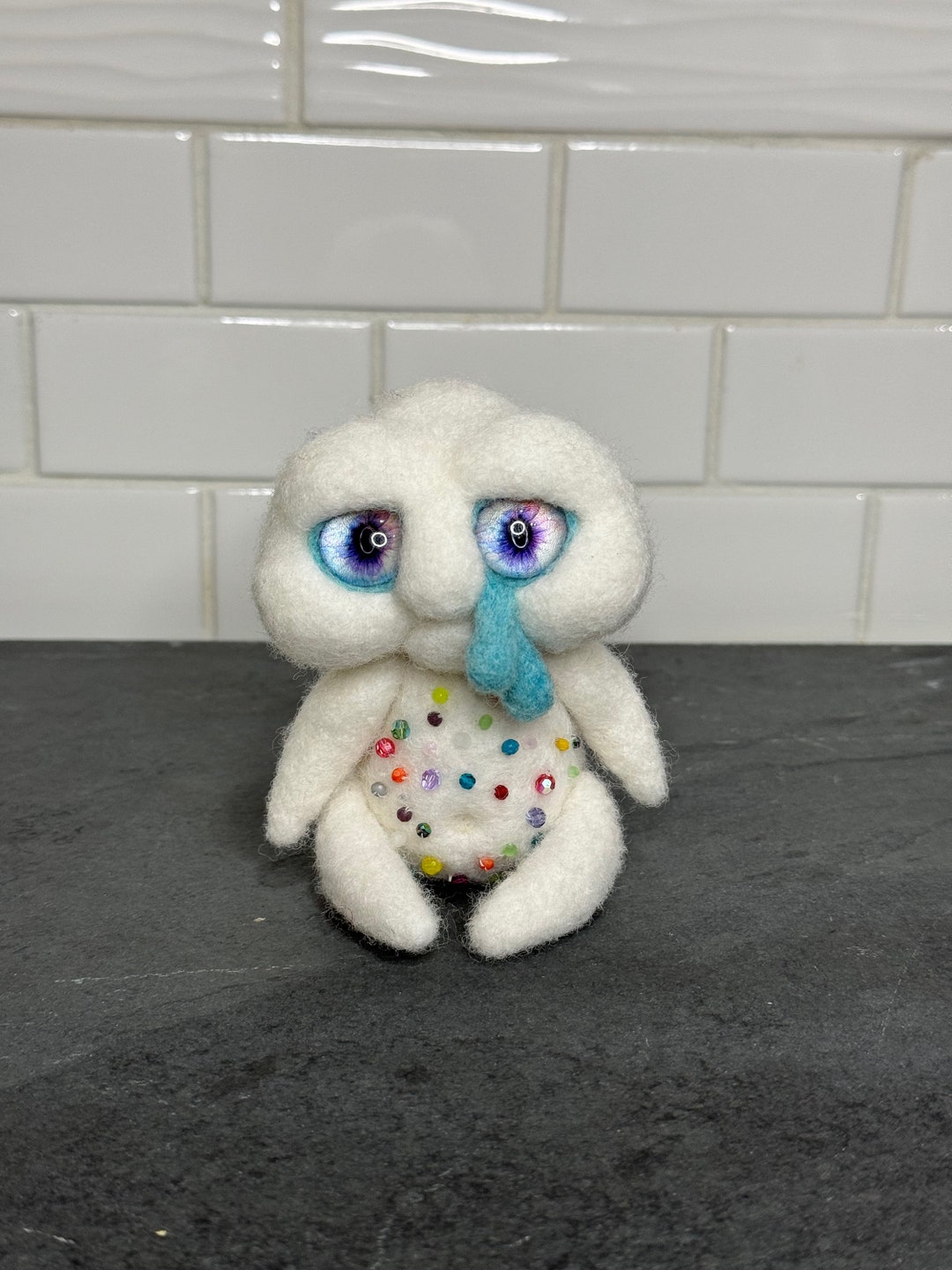 Crying Sad Cloud Needle Felted Art Doll OOAK - Etsy