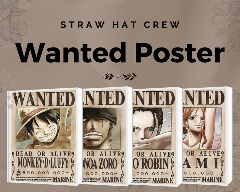 Straw Hat Crew Wanted Poster A4 A3 - Etsy