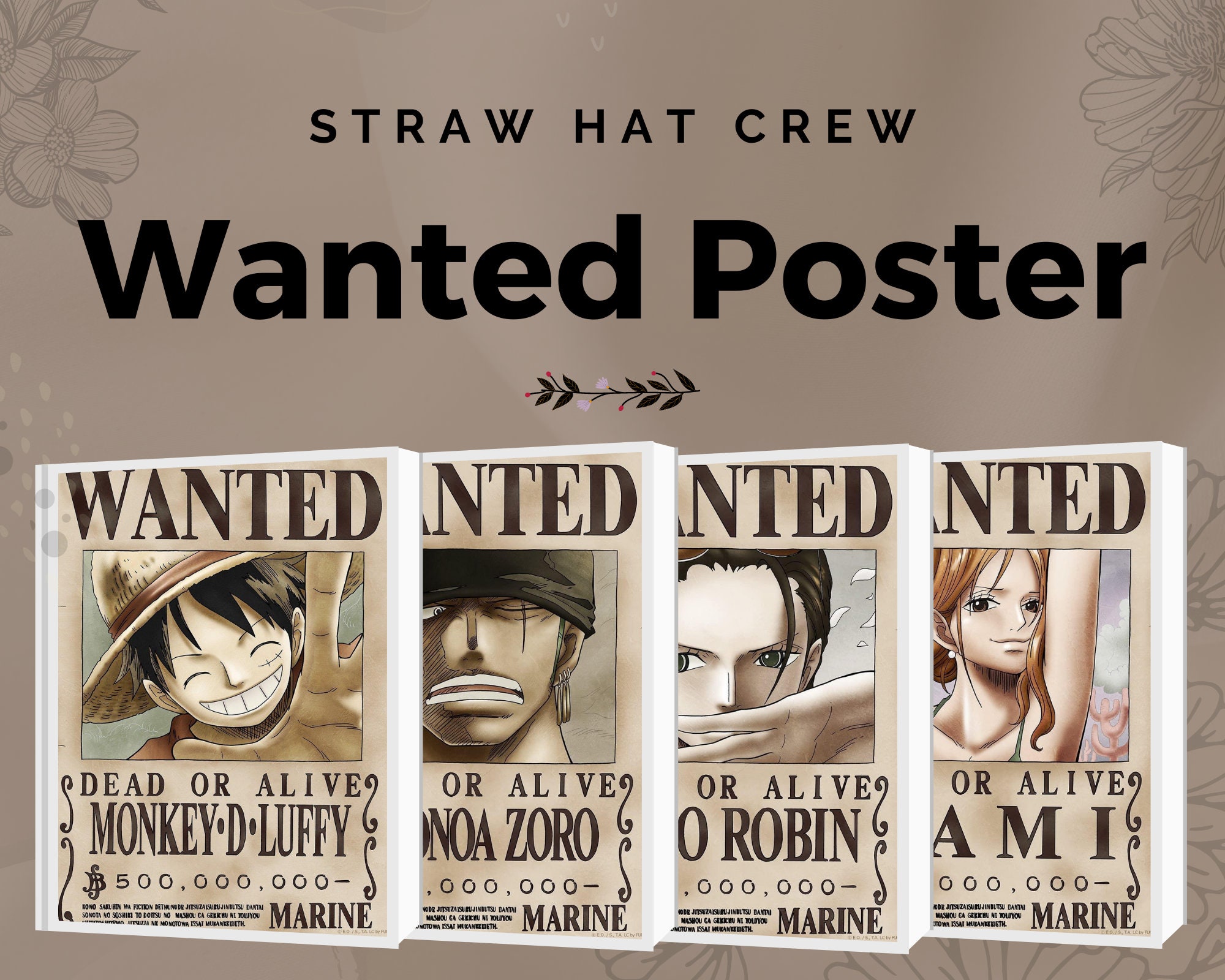 Straw Hat Crew Wanted Poster A4 A3 - Etsy
