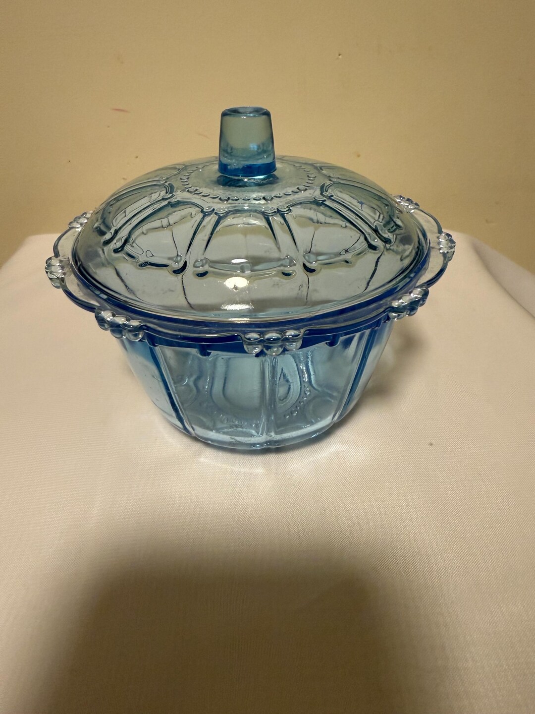 Ice Blue Glass Lidded Dish - Etsy