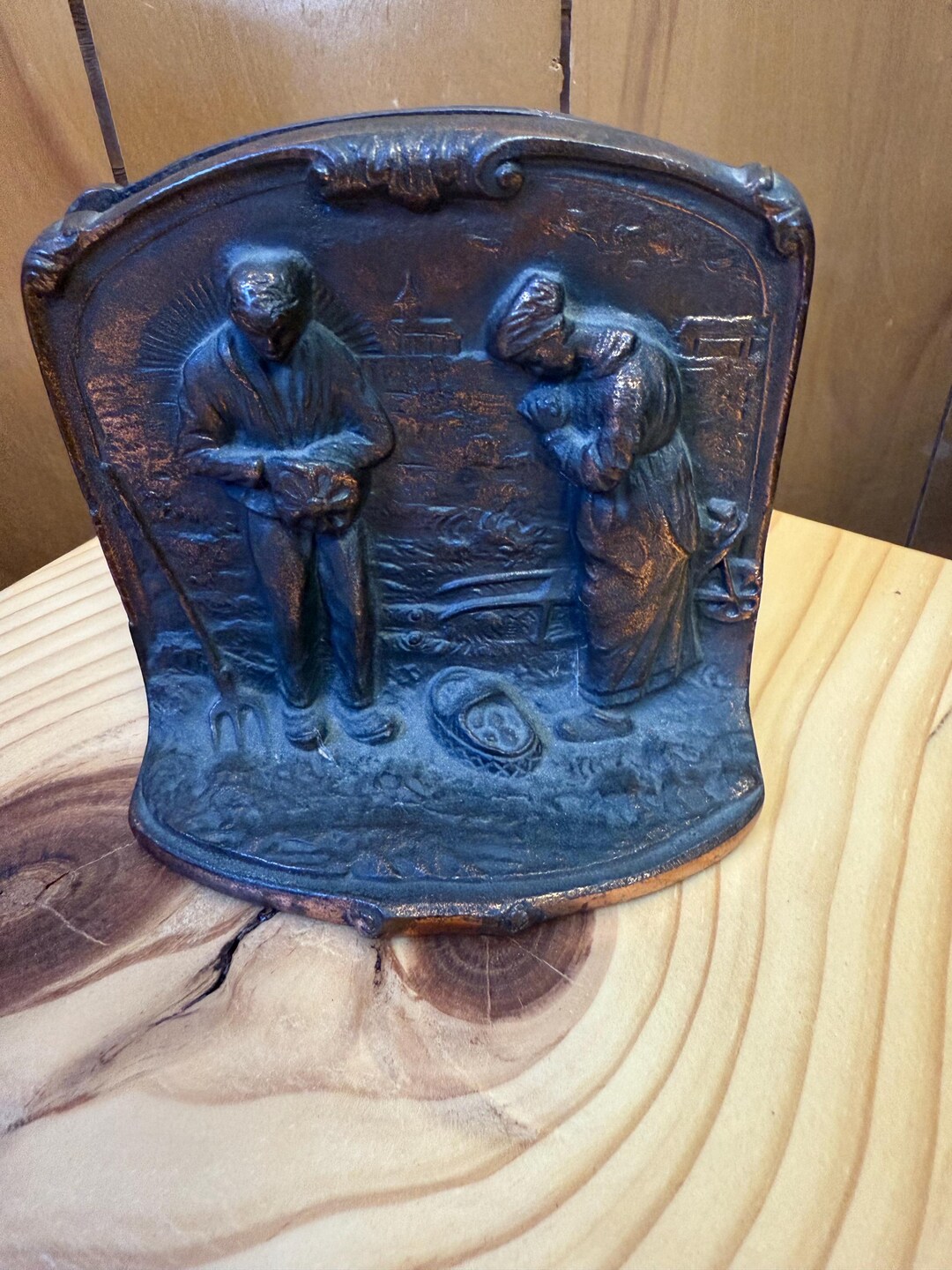 Antique Cooper Alloy the Angelus Bookends - Etsy