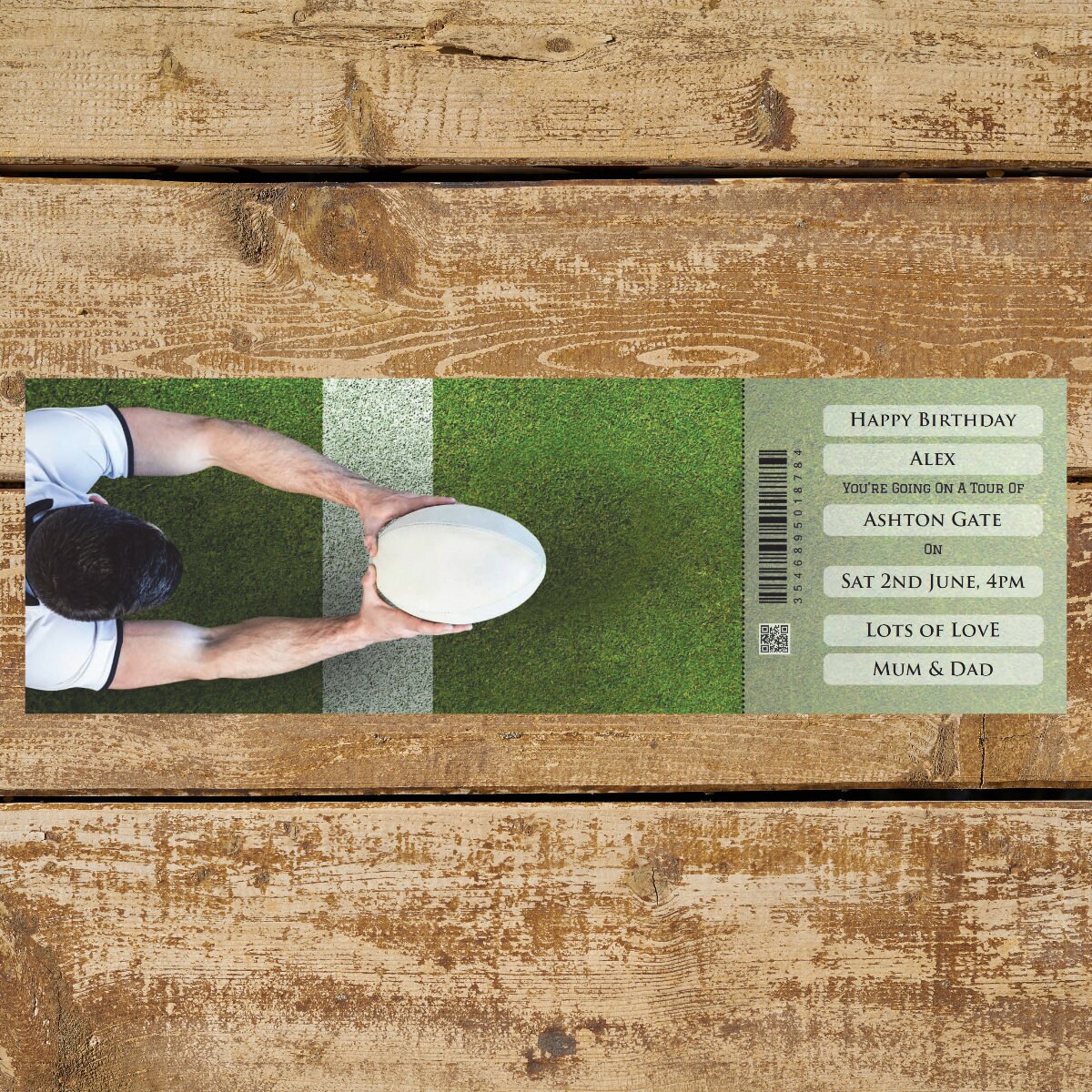 Personalised Printable RUGBY STADIUM TOUR Gift Ticket. Instant Pdf ...