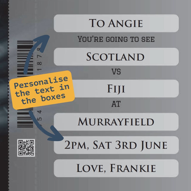 Personalised Printable RUGBY Game Match Gift Ticket. Instant PDF ...