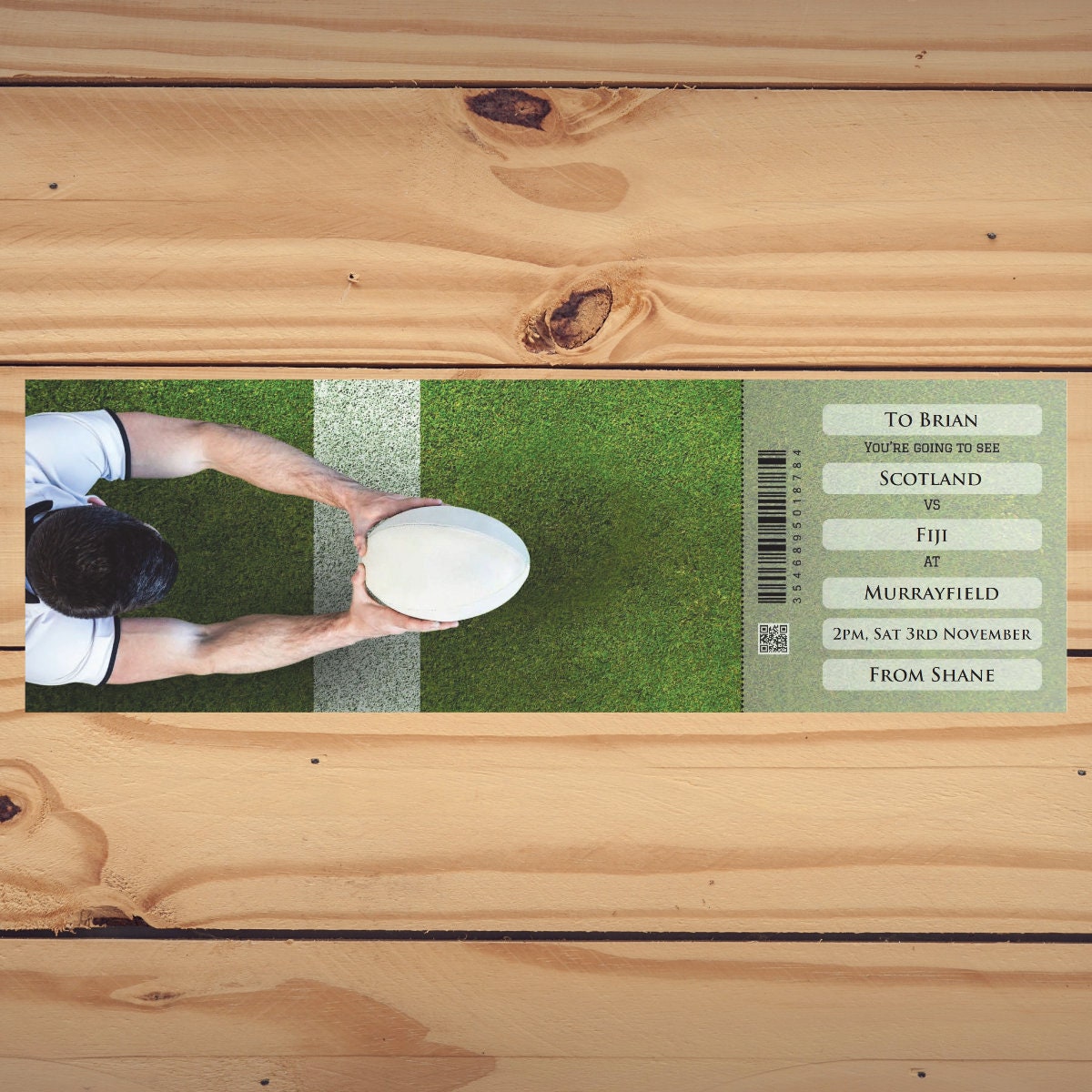 Personalised Printable RUGBY Game Match Gift Ticket. Instant PDF ...