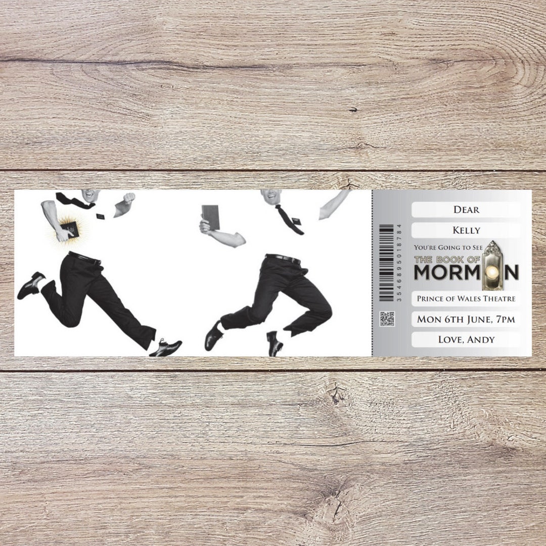 Personalised Printable BOOK of MORMON Gift Ticket. Instant PDF Digital ...