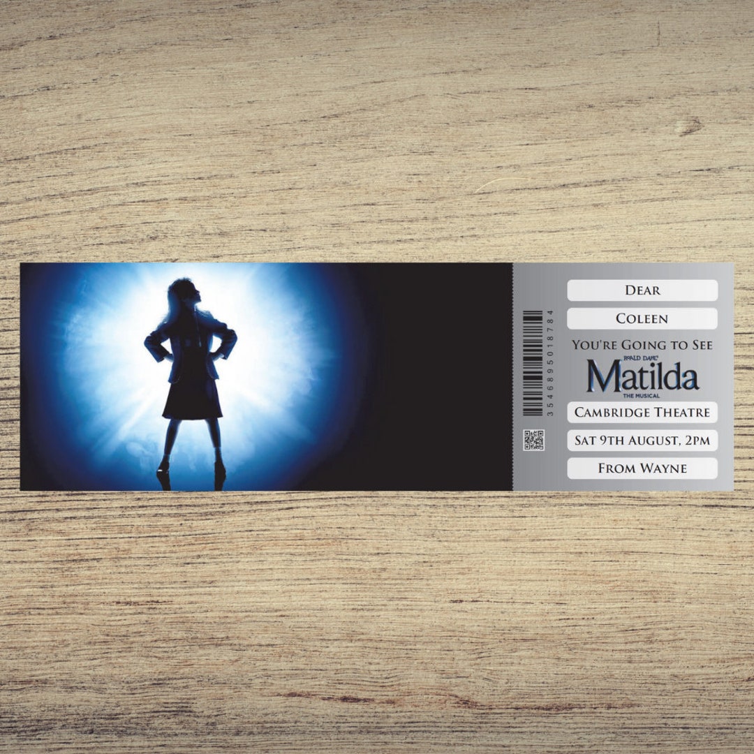 Personalised Printable MATILDA Gift Ticket. Instant Pdf Digital ...