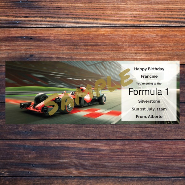 Formula One Ticket Template - Etsy UK