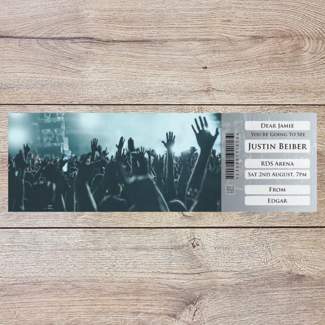 Personalised Printable SINGER or BAND Gift Ticket. Instant PDF Digital ...