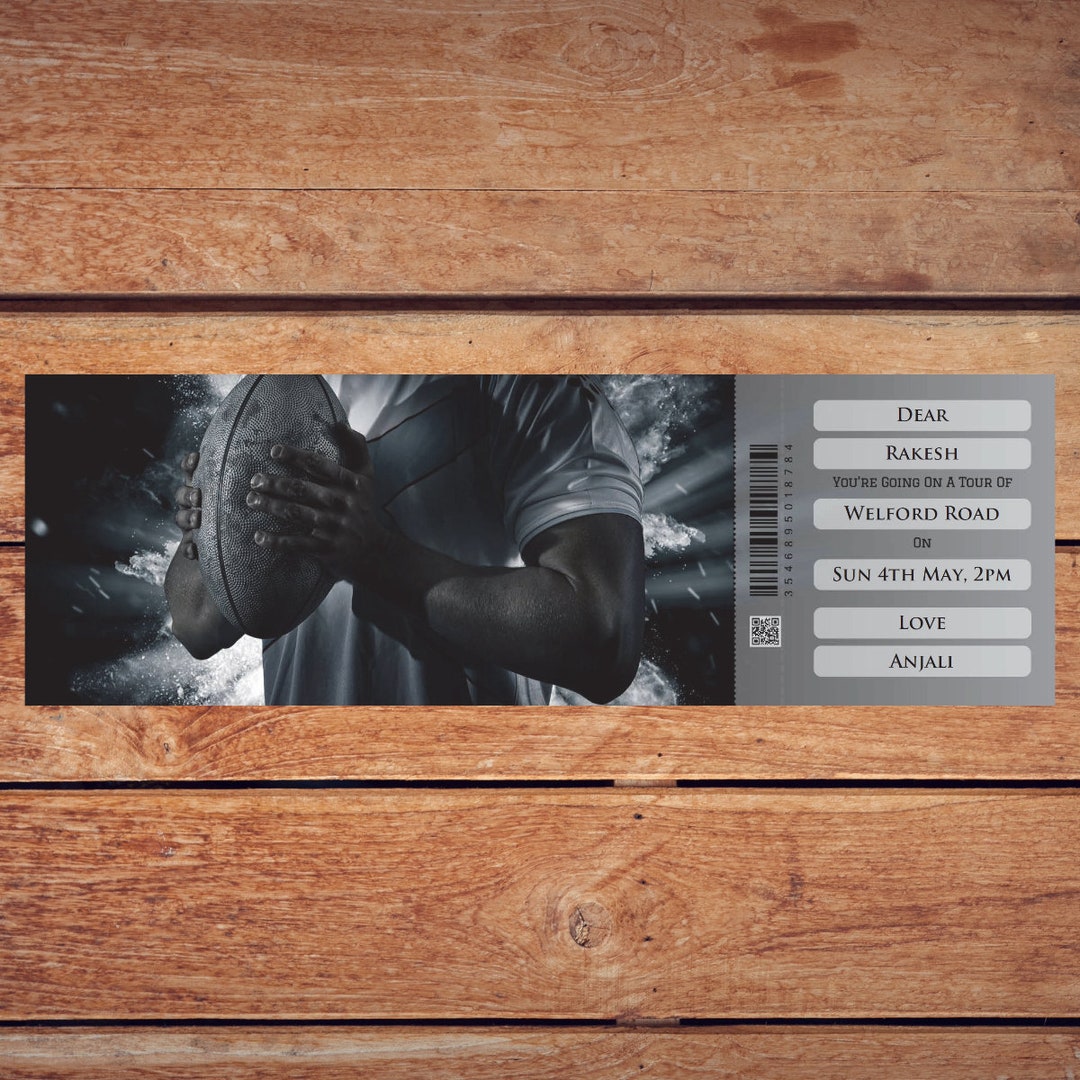 Personalised Printable RUGBY STADIUM TOUR Gift Ticket. Instant Pdf ...